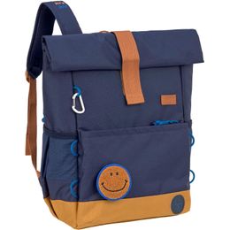 L&auml;ssig Kinderrucksack L&Auml;SSIG "Little Gang, Medium Rolltop Backpack, navy", M&auml;dchen, Gr. B/H/T: 26,5cm x 39cm x 15cm, blau (navy), Polyester, Rucks&auml;cke Kinderrucksack, aus recycelten PET-Flaschen