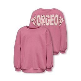 Sweatshirt KIDS Only "KMGGEORGIA LIFE LS PRINT UB SWT NOOS", M&auml;dchen, Gr. 110, heather rose print:georgeous, Sweatware, Obermaterial: 60% Baumwolle, 40% Polyester, unifarben, loose fit normal, Rundhals, Rippb&uuml;ndchen, Sweatshirts Sweatshirt