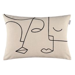Dekokissen Musterring "Visage", beige (natur), B:58cm L:38cm, Obermaterial: 70% Polyester, 30% Leinen, Dekokissen_Sitzkissen_Kissenh&uuml;llen, Dekokissen, mit Leinen