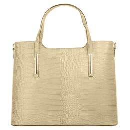 Henkeltasche CLUTY, Damen, Gr. B/H/T: 37cm x 29cm x 16cm onesize, beige, Leder, Reptilienpr&auml;gung, Taschen Henkeltasche, echt Leder, Made in Italy