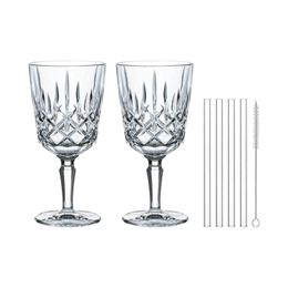 Wei&szlig;weinglas Nachtmann "Cocktailgl&auml;ser mit Glastrinkhalmen Noblesse 355 ml 2er Set transparent", bunt (transparent), 7 tlg., Glas, Trinkgef&auml;&szlig;e, Wei&szlig;weinglas