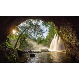Wandbild Reinders "Steinh&ouml;hle", bunt (farbe bild(er): braun, gr&uuml;n, blau), B:118cm H:70cm, Hartfaserplatte, MDF, Bilder, Wandbild