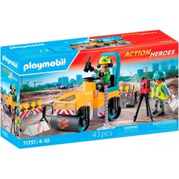 Konstruktions-Spielset Playmobil "Stra&szlig;enbaustelle (71751), Playmobil Action Heroes", bunt, Spielbausteine, Kinder, Kunststoff, Konstruktions-Spielset
