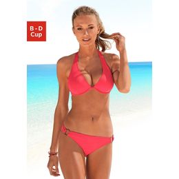 B&uuml;gel-Bikini Chiemsee, Damen, Gr. 40, Cup D, rot (hummer), Polyamid, unifarben, Bikini-Sets B&uuml;gel-Bikini, mit silbernem Zierring