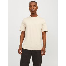 Jack & Jones Rundhalsshirt JACK & JONES "JJEORGANIC BASIC TEE SS O-NECK NOOS", Herren, Gr. XS, wei&szlig; (sanftes wei&szlig;), Single Jersey, Obermaterial: 100% Baumwolle, unifarben, schmal normal, Rundhals, gerader Abschluss, Shirts Rundhalsshirt
