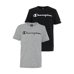 T-Shirt Champion, Jungen, Gr. L (152/158), grau (schwarz, grau), Graumeliert (Obermaterial): 60% Baumwolle, 40% Polyester. Obermaterial: 100% Baumwolle, Rundhals, Shirts T-Shirt, Kurzarm, mit Logoschriftzug, aus Baumwolle und Polyester, Topseller