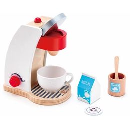 Kinder-Kaffeemaschine HAPE "Meine Kaffeemaschine", rot (wei&szlig;, braun, rot), Spielzeug-Haushaltsger&auml;te, KinderB:17cm H:19,6cm, Holz, Kinder-Kaffeemaschine, mit Ein-/Ausschalter und einem Drehregler, B:17cm H:19,6cm