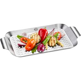 Grillpfanne Gefu "BBQ", silber (silberfarben), B:18,7cm H:2,5cm L:33cm, Pfannen, Grillpfanne