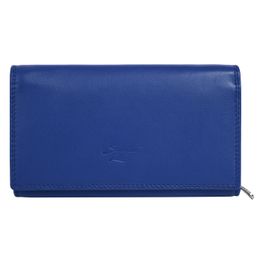 Geldb&ouml;rse Samantha Look, Damen, blau, Leder, leicht gl&auml;nzend, unifarben, Kleinlederwaren Geldb&ouml;rse, echt Leder