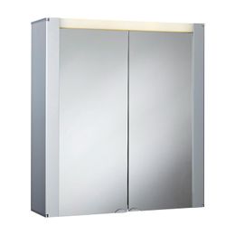 Spiegelschrank Jokey "Troms&ouml;", wei&szlig; (wei&szlig;, alufarben), B:63cm H:68,5cm T:17cm, MDF, Schr&auml;nke, Spiegelschrank, silber, 63 cm Breite