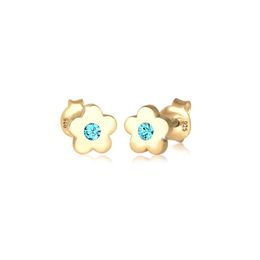 Paar Ohrstecker Elli "Ohrringe Kinder Blume Kristall 925 Silber" Gr. 6, gold, Ohrringe, M&auml;dchen, 6, ohne Stein, Silber 925 (Sterlingsilber), Paar Ohrstecker