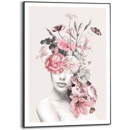 Poster Reinders "Blumenfrau", rosa (farbe bild(er): rosa), B:50cm H:70cm T:1,6cm, MDF, Bilder, Poster