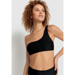 Bustier-Bikini-Top LSCN BY LASCANA "Gina", Damen, Gr. 42, Cup C/D, schwarz, Recycling-Polyamid, unifarben, Bikini-Oberteile Bustier-Bikini-Top, in One-Shoulder-Optik
