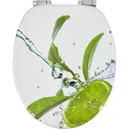 WC-Sitz ADOB "Limone", gr&uuml;n (gr&uuml;n, gr&uuml;n), B:38cm H:6cm L:44,5cm, WC-Sitze, WC-Sitz, Absenkautomatik, sehr stabil, Motiv Zitrone