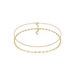 Ketten-Set Elli "Halskette Choker Venezianer Pl&auml;ttchen 2er Set 925 Silber" Gr. 36, gold, Halsketten, Damen, ohne Stein, Silber 925 (Sterlingsilber), Ketten-Set