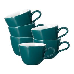 Tasse Seltmann Weiden "Kaffeetassen Life Fashion 240 ml 6er Set", bunt (trendy petrol), 6 tlg., Porzellan, Trinkgef&auml;&szlig;e, Tasse