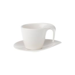 Villeroy & Boch Tasse VILLEROY & BOCH "Fr&uuml;hst&uuml;ckstasse mit Untertasse Flow 250 ml wei&szlig;", wei&szlig;, Porzellan, Trinkgef&auml;&szlig;e, Tasse