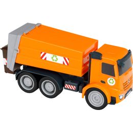 Spielzeug-M&uuml;llwagen klein "Mercedes-Benz AROCS", orange, Spielzeugfahrzeuge, KinderB:12cm H:17cm T:38cm, Kunststoff, Spielzeug-M&uuml;llwagen, B:12cm H:17cm T:38cm