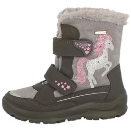 Winterstiefel Lurchi "Kanani-SYMPATEX Blinkschuh", M&auml;dchen, Gr. 33, gr&uuml;n (oliv, taupe), Lederimitat, Textil, Schuhe Winterstiefel, Winterboots mit Blinkfunktion, Gr&ouml;&szlig;enschablone zum Download