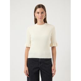 Rundhalspullover Y.A.S "YASMIKLA SS KNIT TOP S. NOOS", Damen, Gr. L, pristine, Strick, Obermaterial: 65% Viskose, 35% Nylon, unifarben, slim fit normal, Rundhals, Pullover Rundhalspullover