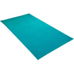 Strandtuch Vossen "Beach Club", blau (lagoon), B:100cm L:180cm, Frotteevelours, Obermaterial: 100% Baumwolle, Handt&uuml;cher, Strandtuch, Badetuch, Uni Farben, mit Schriftzug