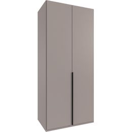 Kleiderschrank wimex "Mugano,in 5 Breiten,2 H&ouml;hen,2 Tiefen, viele Farben, Made in Germany", schwarz (saharagrau, griffe schwarz), B:90cm H:208cm T:58cm, Holzwerkstoff, Schr&auml;nke, Kleiderschrank, mit langen Griffen aus Metall, mit oder ohne Spiegel