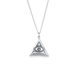 Lange Kette Kuzzoi "Halskette Herren Evil Eye Dreieck 925 Sterling Silber" Gr. 60, silber, Halsketten, Herren, ohne Stein, Silber 925 (Sterlingsilber), Lange Kette