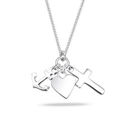 Kette mit Anh&auml;nger Elli "Halskette Herz Anker Kreuz Glaube Liebe Hoffnung 925 Sterling Silber" Gr. 45, silber, Halsketten, Damen, ohne Stein, Silber 925 (Sterlingsilber), Kette mit Anh&auml;nger
