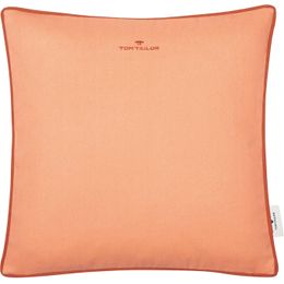 Dekokissen Tom Tailor HOME "Dove Signature" Gr. 1, orange (orange, pfirsich, koralle, unifarben), B:40cm H:0,5cm L:40cm, Baumwolle, Polyester, Dekokissen_Sitzkissen_Kissenh&uuml;llen, Dekokissen, mit Paspel, Kissenh&uuml;lle ohne F&uuml;llung, 1 St&uuml;ck