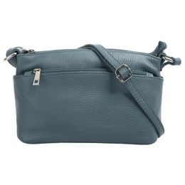 Umh&auml;ngetasche CLUTY, Damen, Gr. B/H/T: 27cm x 15cm x 6cm onesize, blau, Leder, unifarben, Taschen Umh&auml;ngetasche, echt Leder, Made in Italy