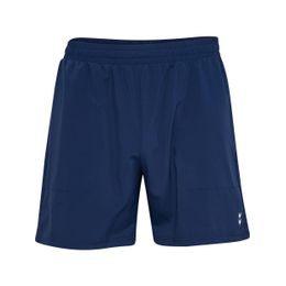 Trainingsshorts Hummel "HMLPULSE WORKOUT SHORTS", Damen, Gr. L, N-Gr, blau (marineblaus), Obermaterial: 100% Polyester, Hosen Trainingsshorts, aus gewebtem Stoff, mit elastischem Bund, sportlicher Stil