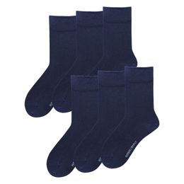 Socken Hudson "Socke Simply&sup3; 6-Pack", Herren, Gr. 43-46, blau (marineblau 0335), Obermaterial: 80% Baumwolle CO. 18% Polyamid PA. 2% Elasthan EL., Socken Socken