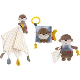 babyFEHN Schmusetuch FEHN "Otter Theo, Geburts-Set mittel", bunt, Schnuffelt&uuml;cher, Baby, Baumwolle, Musselin, Pl&uuml;sch, Schmusetuch, mit Musselin-Schmusetuch Otter, Stoffbuch Otter und Knister-Otter