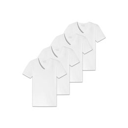 T-Shirt Schiesser "T-Shirt 2PACK T-shirt 4er Pack", Herren, Gr. S, wei&szlig;, Obermaterial: 95% Baumwolle CO. 5% Elasthan EL., Shirts T-Shirt