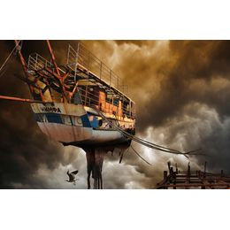 Fototapete papermoon "Photo-Art RAYMOND HOFFMANN, BOOT IN DEN WOLKEN", bunt, B:4m L:2,6m, Vlies, Tapeten, Fototapete