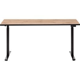 Schreibtisch Schildmeyer "Serie 2000", beige (eiche landhaus dekor, schwarz, eiche landhaus dekor), B/H/T: 117,5cm, Tische, Schreibtisch, elektrische H&ouml;henverstellung