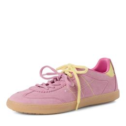 Sneaker Tamaris, Damen, Gr. 40, pink, Lederimitat, Veloursleder, unifarben mit Farbeinsatz, Schuhe Sneaker, Schn&uuml;rschuh, Halbschuh, Freizeitschuh mit gepolstertem Schaftrand