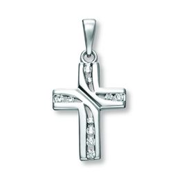 Kettenanh&auml;nger ONE ELEMENT "Zirkonia Kreuz Anh&auml;nger aus 925 Silber", silber, Schmuckanh&auml;nger, Damen, Silber 925 (Sterlingsilber), Kettenanh&auml;nger