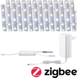 Paulmann LED-Streifen "MaxLED 250 Basisset Smart Home Zigbee IP44 18W 135", silber (silberfarben), Dioden 150 Stk. Flammen 1 Stk., Gesamtl&auml;nge 5m, Lichterketten, 5m, Tunable White, beschichtet, LED-Streifen