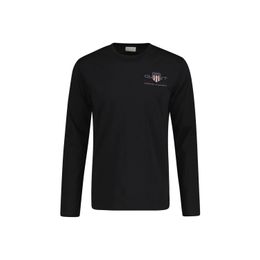 Longsleeve Gant "Longsleeve REGULAR MEDIUM ARCHIVE SHIELD 1er Pack", Herren, Gr. 3XL, schwarz, Obermaterial: 100% Baumwolle CO., Shirts Longsleeve