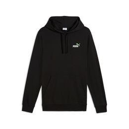 Kapuzensweatshirt Puma "ESS 2 COLOR SMALL NO. 1 LOGO HOODIE TR", Herren, Gr. S, schwarz (Puma schwarz, spring fern), Sweatware, Obermaterial: 68% Baumwolle, 32% Polyester, unifarben, regular fit normal, angesetztes B&uuml;ndchen, Sweatshirts Kapuzensweatshirt, mit K&auml;ngurutasche, mit verstellbarer Kapuze, Regular Fit