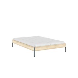 Bettgestell Karup Design "CORE BED Bodenbett, Holzrahmen, Futonbett, Jugendbett, Holzbett", raw, metallfarben, B:146cm H:34cm L:206cm, Betten, Bettgestell, Massivholzbett mit Lattenrost, Kiefer massiv, Doppelbett ohne Kopfteil