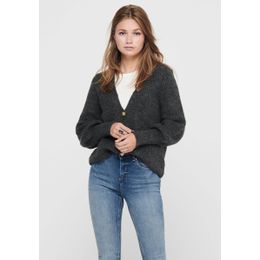 Strickjacke Only "ONLCLARE L/S CARDIGAN KNT NOOS", Damen, Gr. S, grau (dunkelgrau melange), Strick, Obermaterial: 81% Polyacryl, 19% Polyester, meliert, unifarben, Basic taillenlang, tiefer V-Ausschnitt, B&uuml;ndchen, Strickjacken Strickjacke