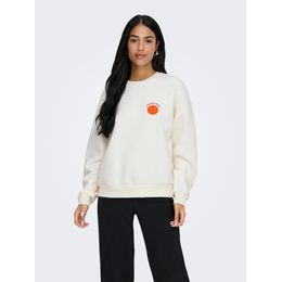 Sweatshirt Only "ONLDAZE L/S O-NECK TERRY PRINT CS SWT", Damen, Gr. S, cloud dancer print:feeling good, Sweatware, Obermaterial: 60% Baumwolle, 40% Polyester, bedruckt, regular fit normal, Rundhals, Sweatshirts Sweatshirt, mit Print auf der Vorder- und R&uuml;ckseite