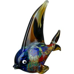 Tierfigur CASABLANCA BY GILDE "Glas Fisch", bunt, B:21cm H:27cm T:11cm, Glas, Dekofiguren, Tierfigur, farblich durchgef&auml;rbt