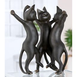 Tierfigur Gilde "Katze Gatto-Trio, schwarz", schwarz, B:26cm H:30,5cm T:21cm, Kunstharz, Dekofiguren, Tierfigur