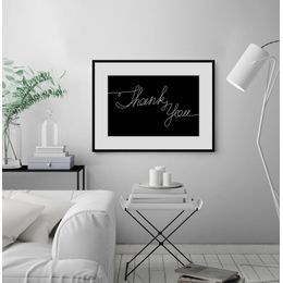 Bild queence "Thank you", schwarz (farbe rahmen: schwarz, farbe bild(er): schwarz), B:40cm H:30cm, Acrylglas, Holz, Papier, Bilder, Bild, HD Premium Poster-Druck inkl. Holzrahmen