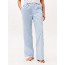 Loungehose "POPLIN PANTS", Damen, Gr. M (38), N-Gr, blau (sile stp vessel blau), Popeline, Obermaterial: 100% Baumwolle, Tommy Hilfiger Underwear, Basic, bequem lang, Hosen Loungehose, mit Streifenmuster, Logobund