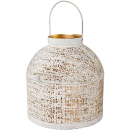 Windlicht CREATIV DECO "Weihnachtsdeko", beige (creme), H:25cm &Oslash;:12cm, Metall, Kerzenhalter, Windlicht, mit mattem Finish