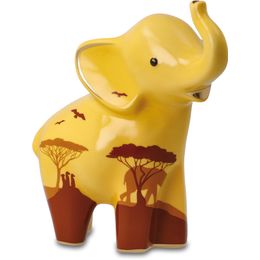 Sammelfigur Goebel "Figur Elephant de luxe - "Mukkoka", gelb (gelb, rot), B:14cm H:16cm T:7cm, Porzellan, Dekofiguren, Sammelfigur
